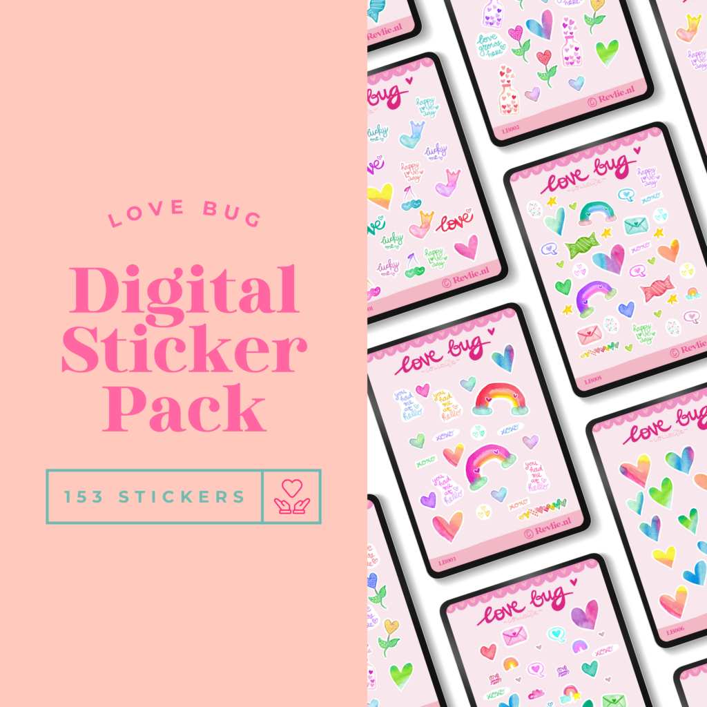 Digital Sticker Pack Love Bug - The Creative Playground